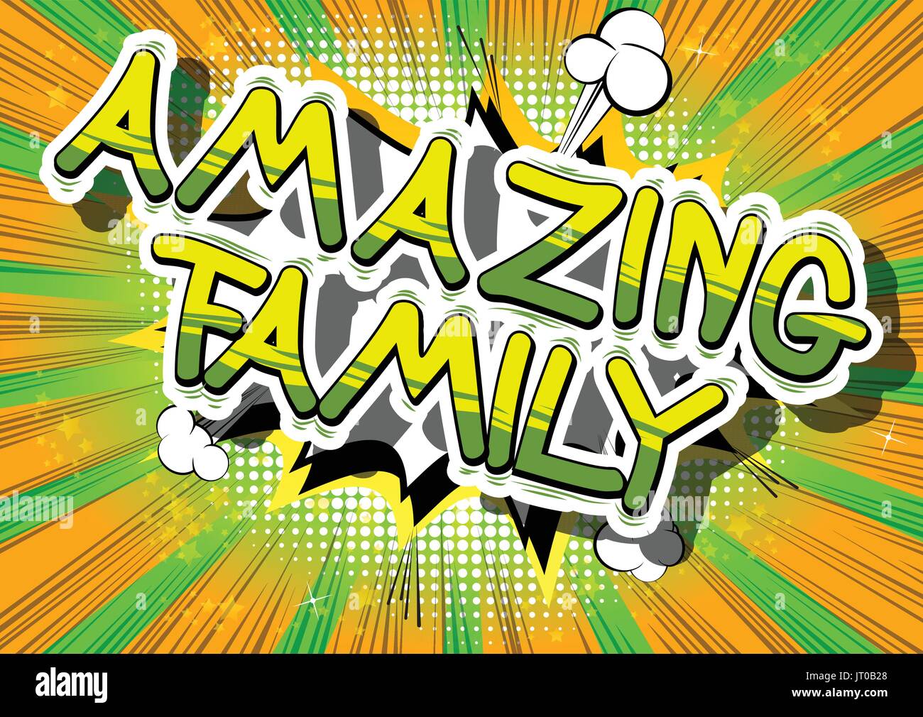 Amazing Family - Comic book style phrase on abstract background Stock ...