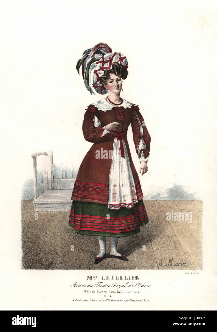 Opera singer Madame Letellier as Nancy in the Romantic opera Robin des ...