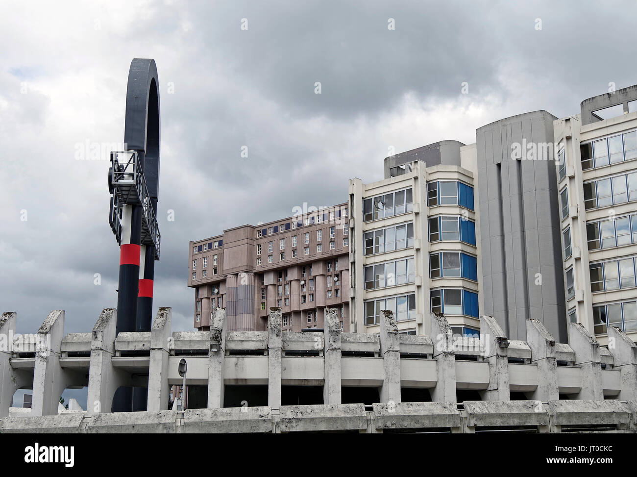 Multi-storey car park, top of access ramp to multi-storey car park ...