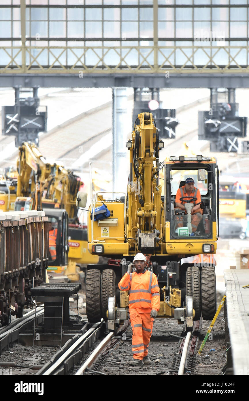 Engineering work continues at Waterloo Station in London in a major ...