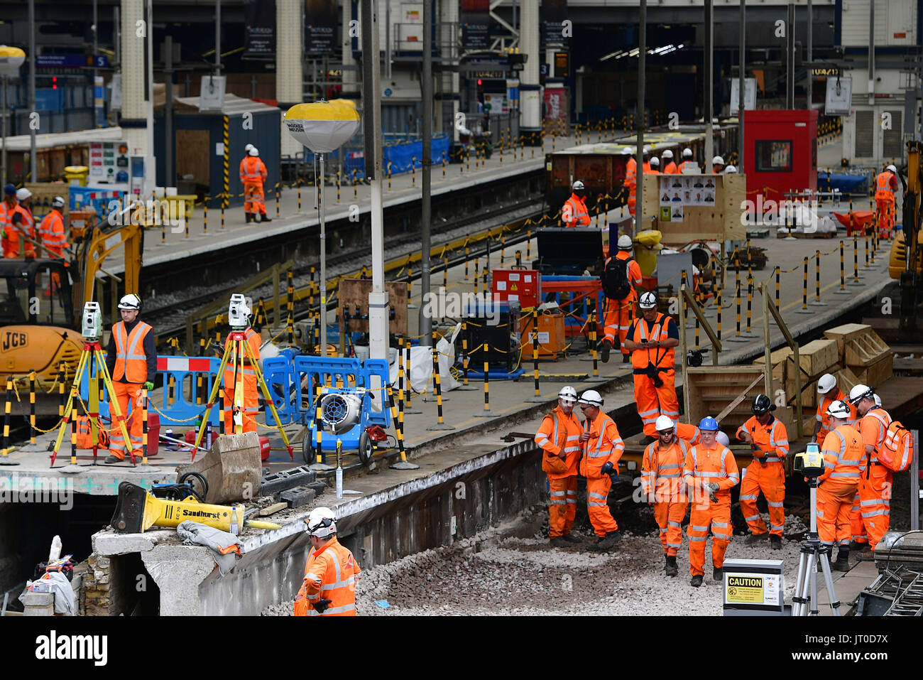 Engineering work continues at Waterloo Station in London in a major ...