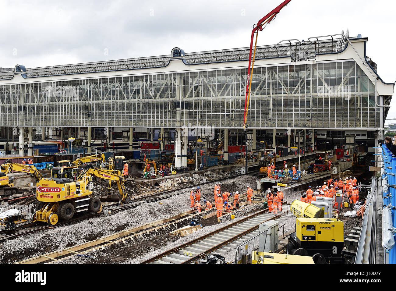Engineering work continues at Waterloo Station in London in a major ...