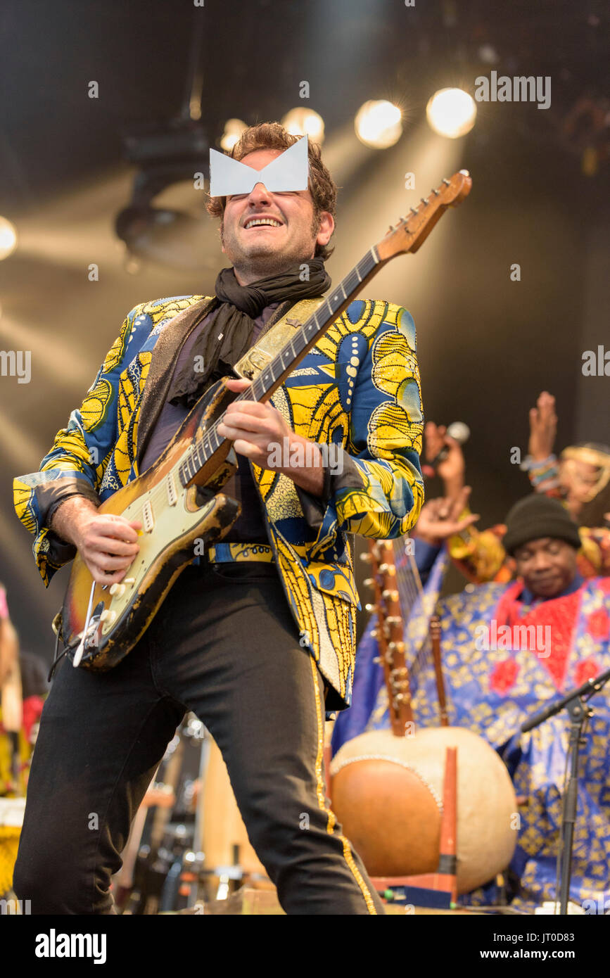Matthieu Chedid 'M' of Lamomali performing at the WOMAD Festival ...
