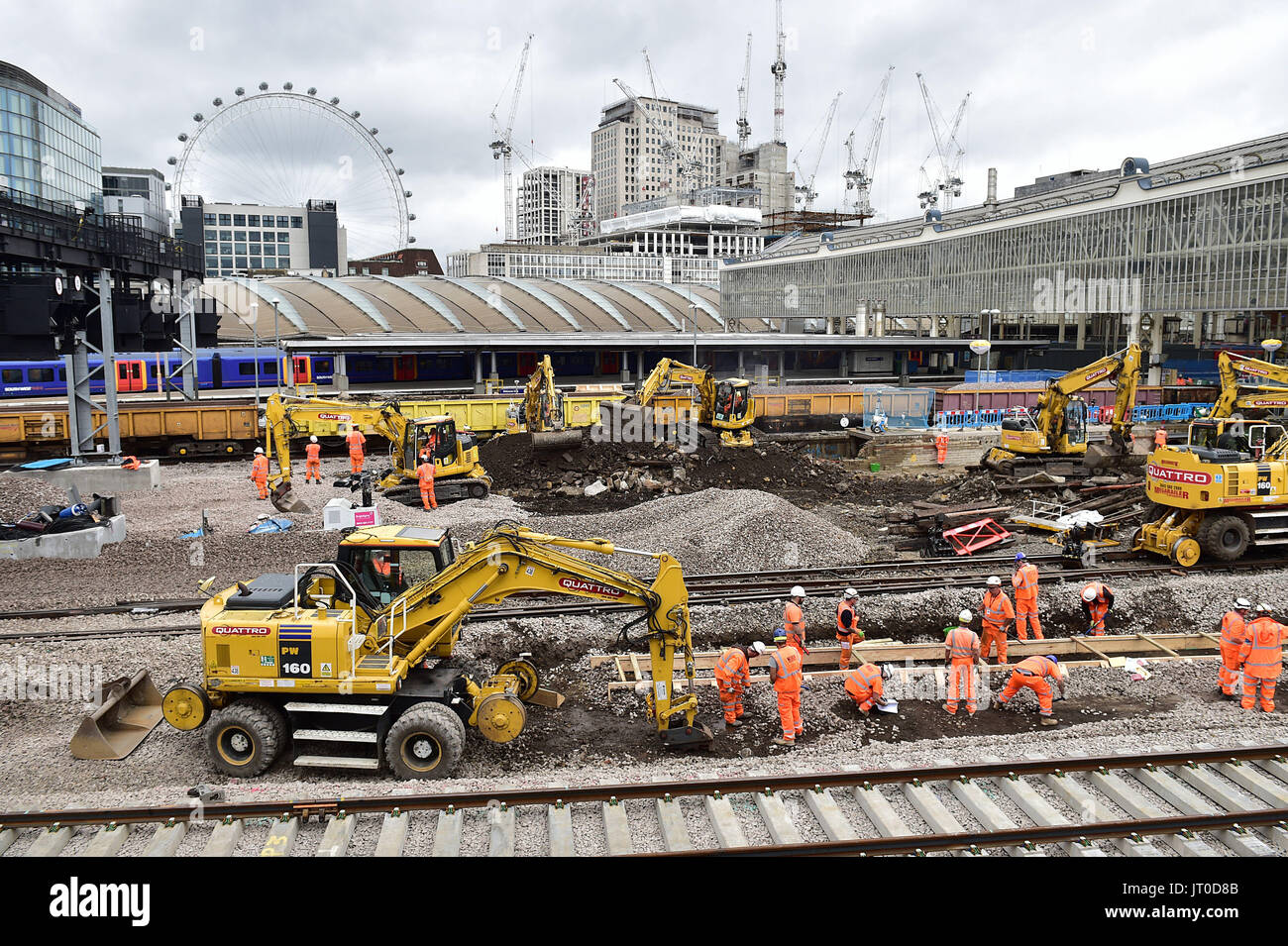 Engineering work continues at Waterloo Station in London in a major ...