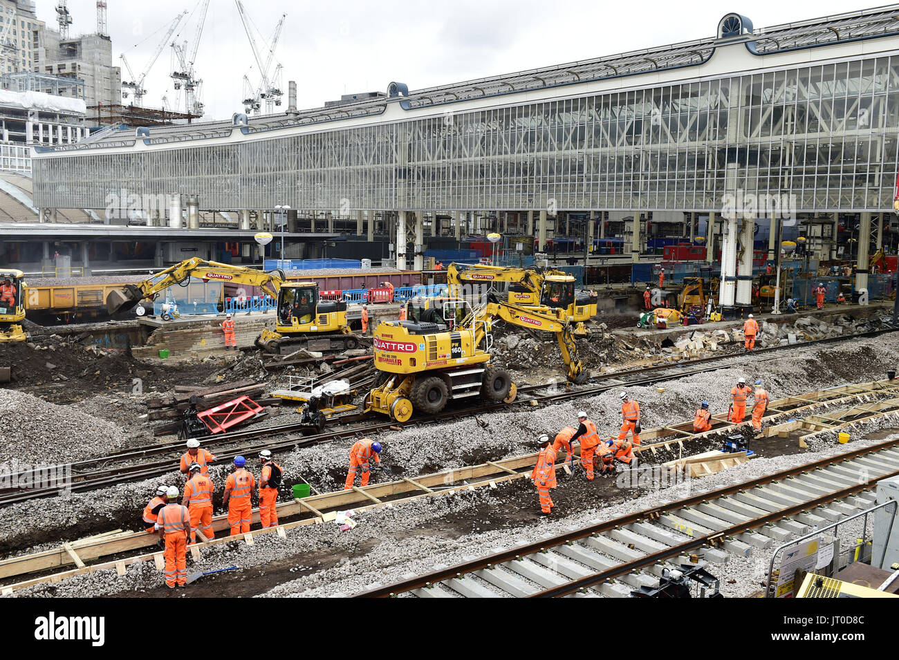 Engineering work continues at Waterloo Station in London in a major ...