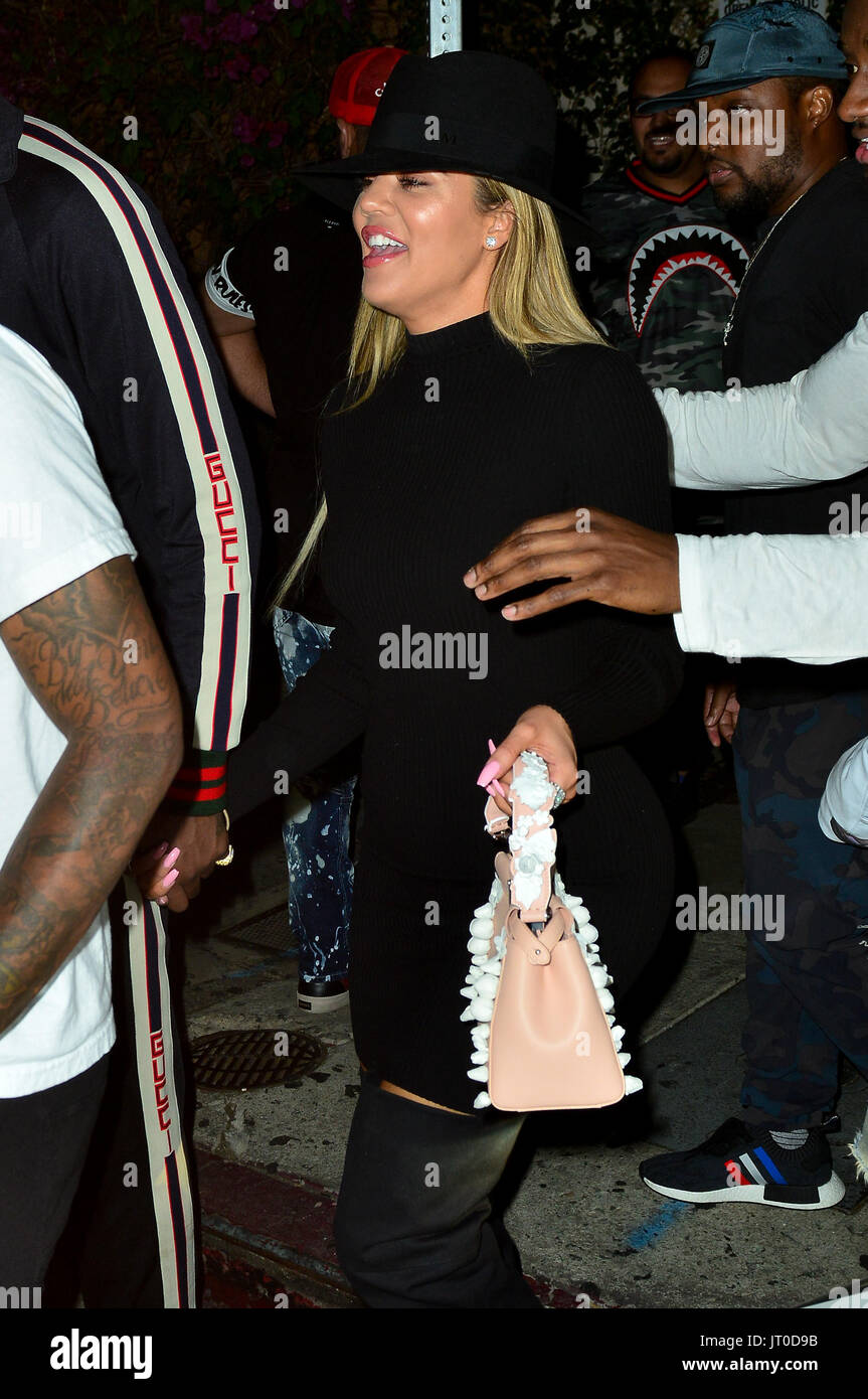 Khloe Kardashian and boyfriend Tristan Thompson leaving Lure Night Club ...