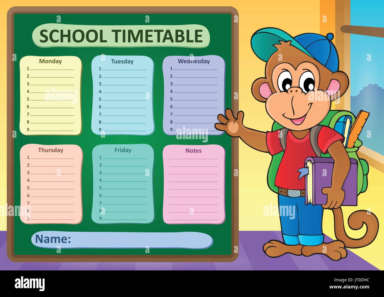 Weekly school timetable subject 9 - eps10 vector illustration Stock ...