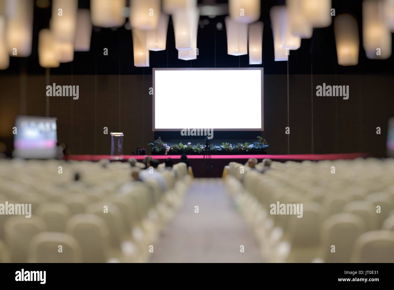 modern conference hall interior with white chairs. seminar room with ...