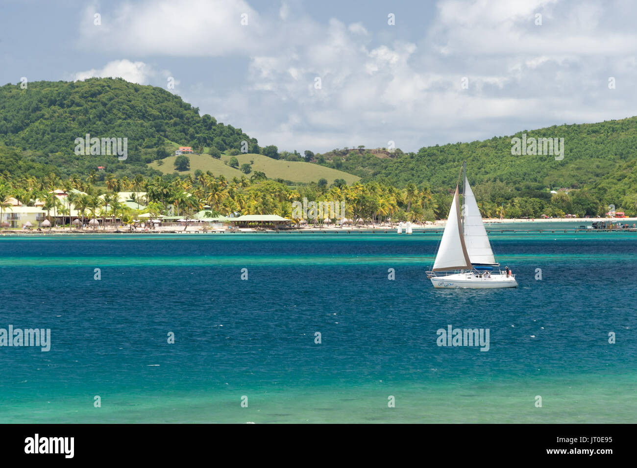 Sailboat sailing on Baie du Marin, Martinique, Caribbean, and Club Med ...