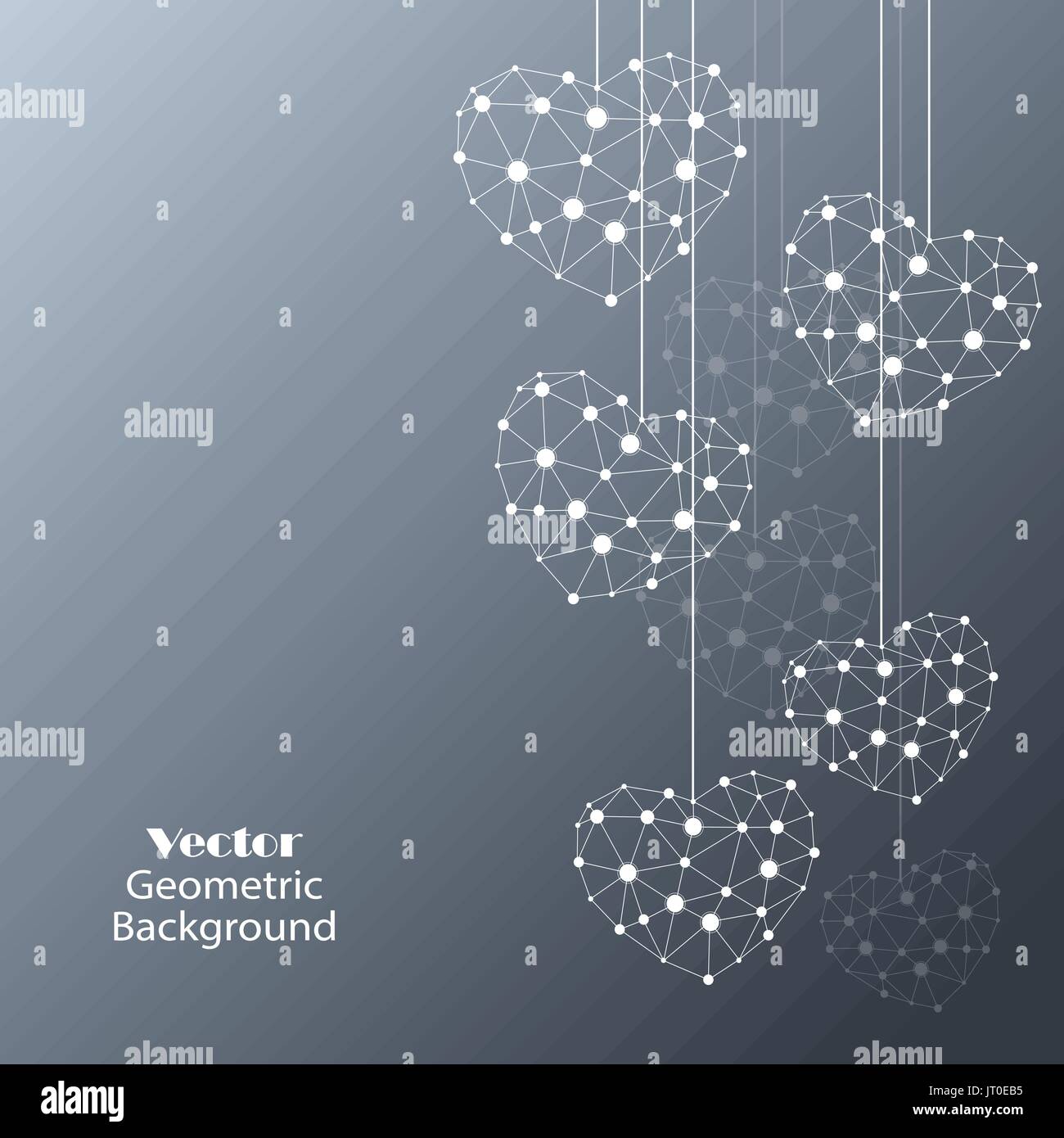 White hearts made of connected lines and dots Stock Vector Image & Art ...