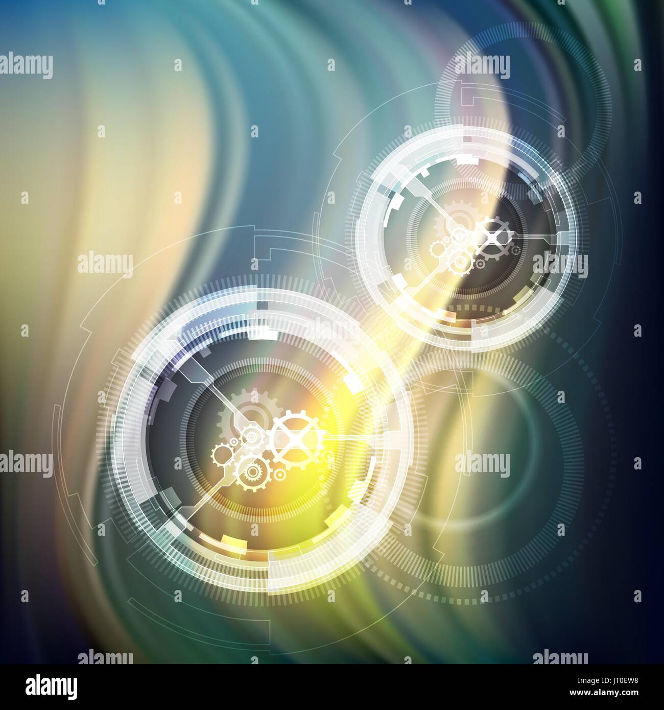 Vector illustration white gear wheel on circuit board, Hi-tech digital ...