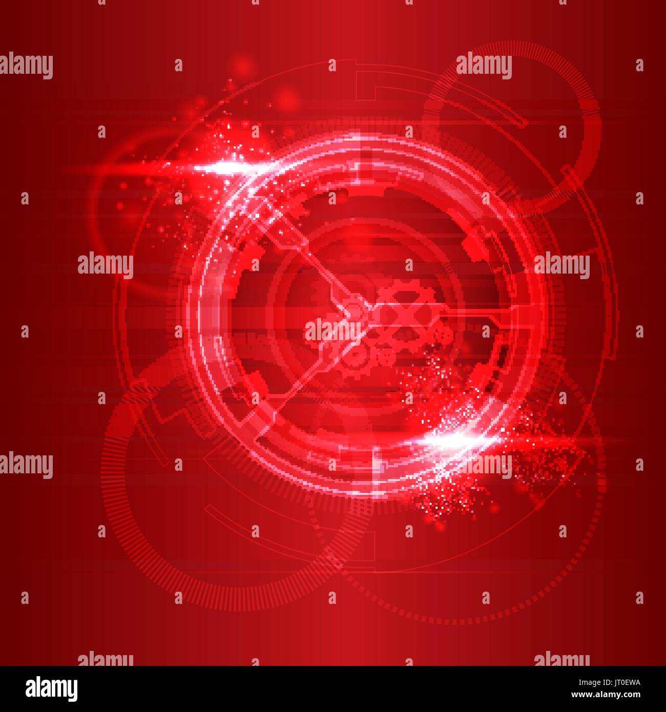 Red particles flowing towards on dark background. Vector illustration ...
