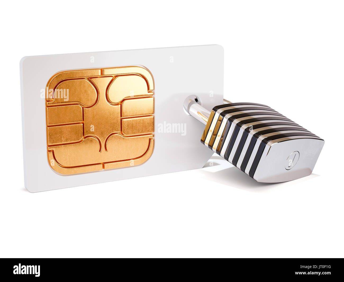 Simcard security protection concept. Sim card with padlock isolated on ...