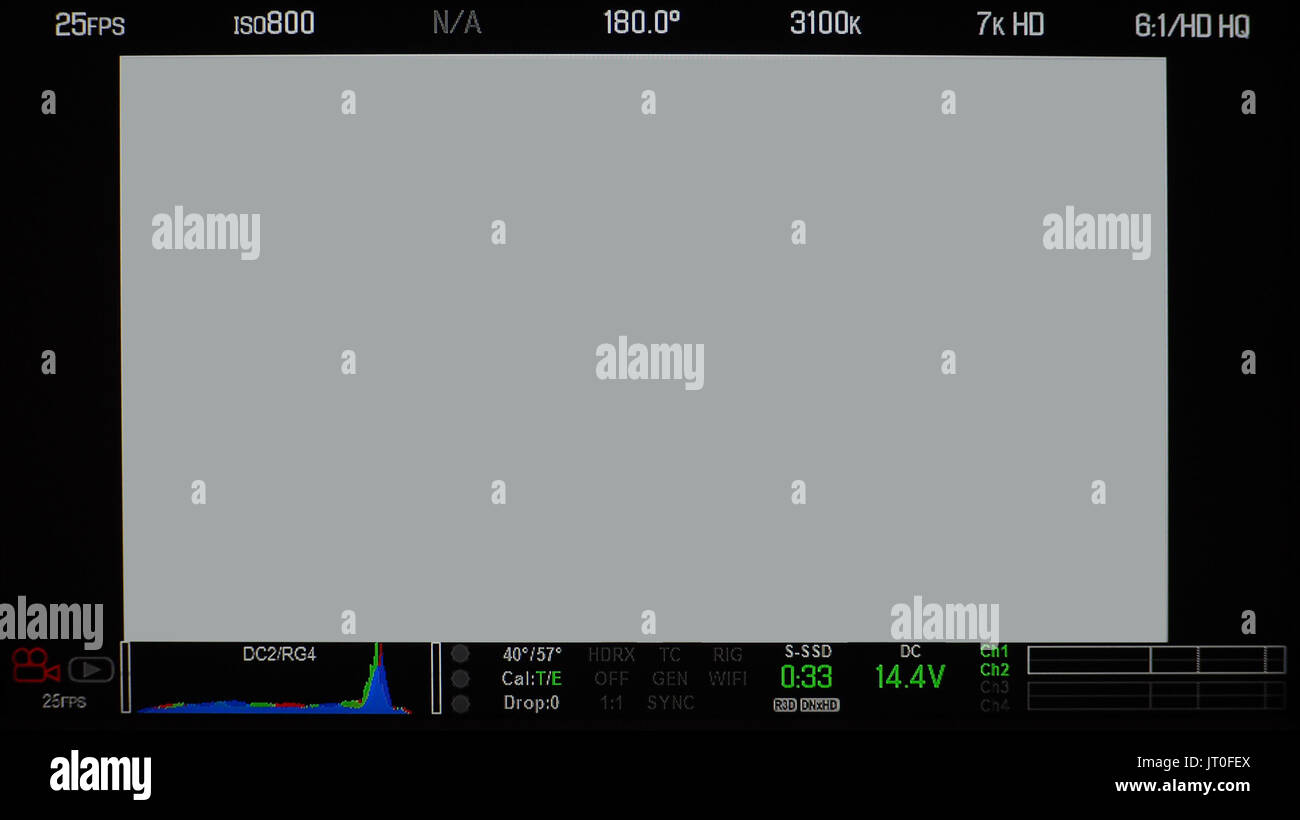 Video production recording monitor that have a green screen in studio ...