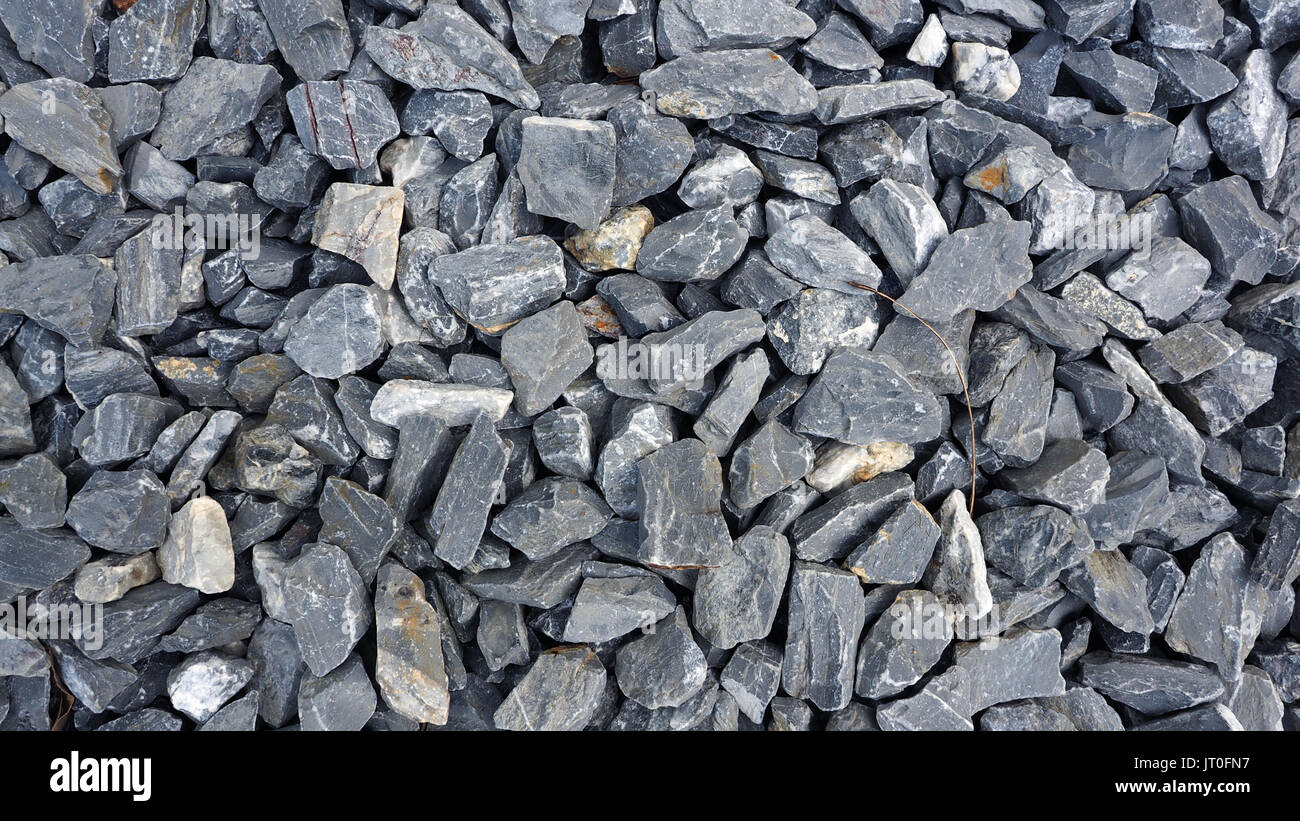 Grey color small stone floor texture which have small dry leaf between ...