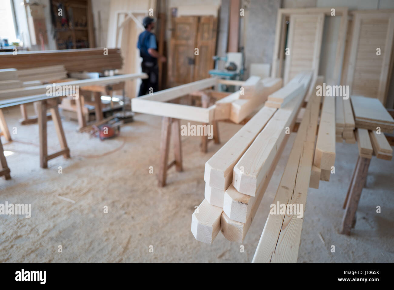Carpenter in carpentry Stock Photo - Alamy