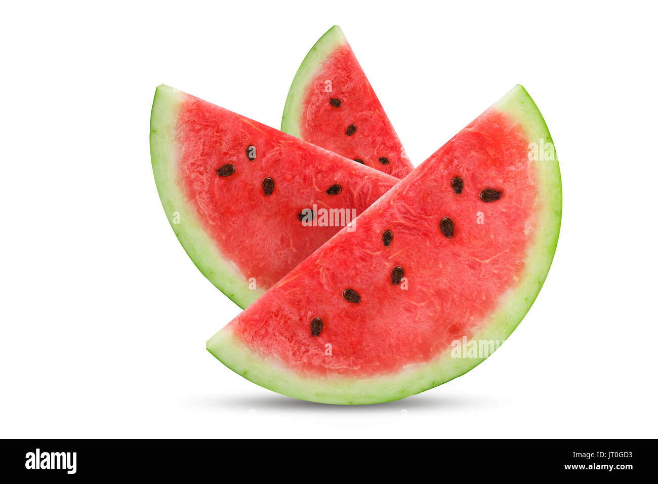 Three slices of fresh watermelon isolated on white background Stock ...