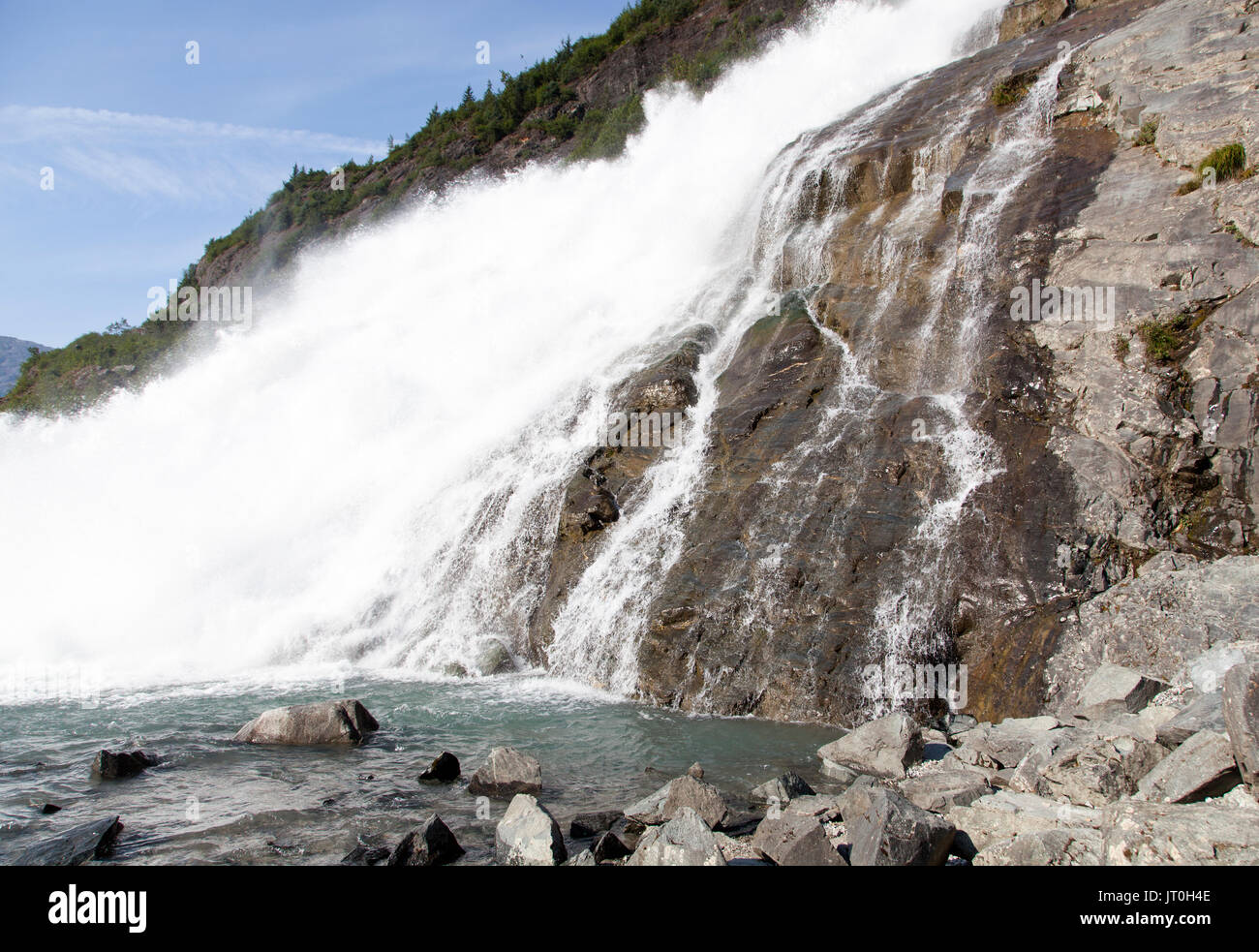 The scenic Nugget Falls in Mendenhall Glacier Park (Juneau, Alaska ...