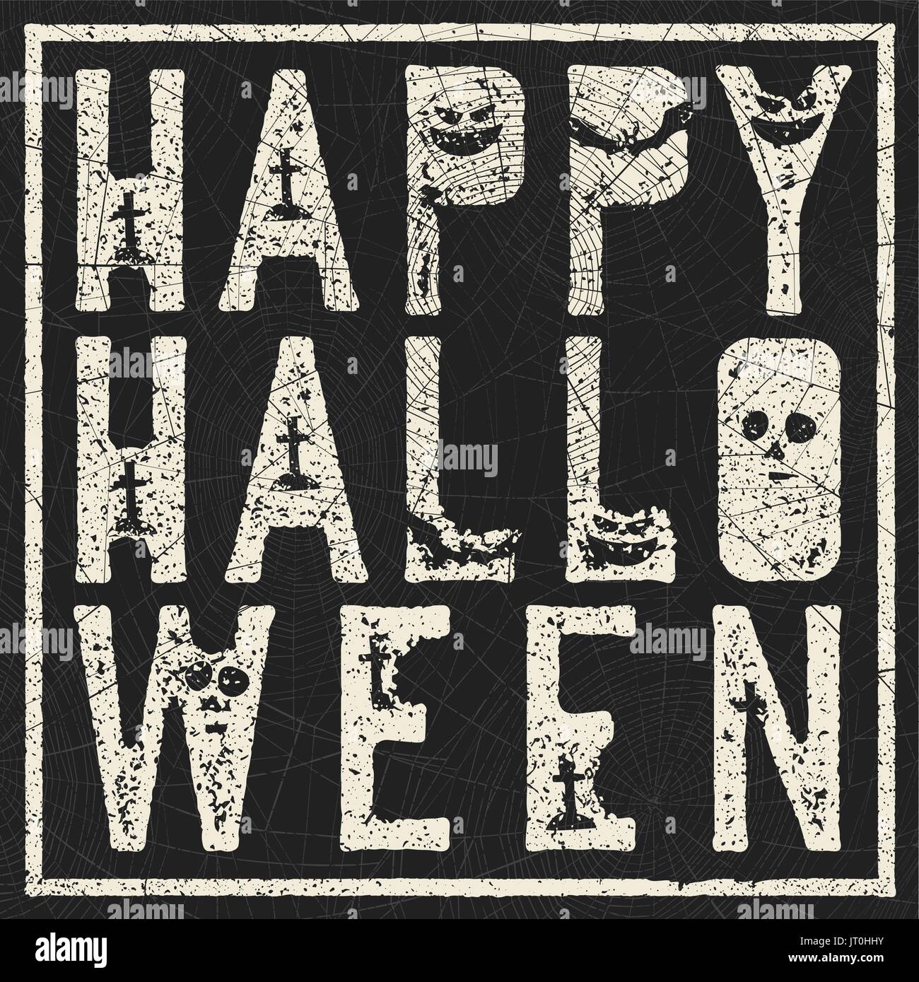 Halloween holiday card design with spiders web. "Happy Halloween ...
