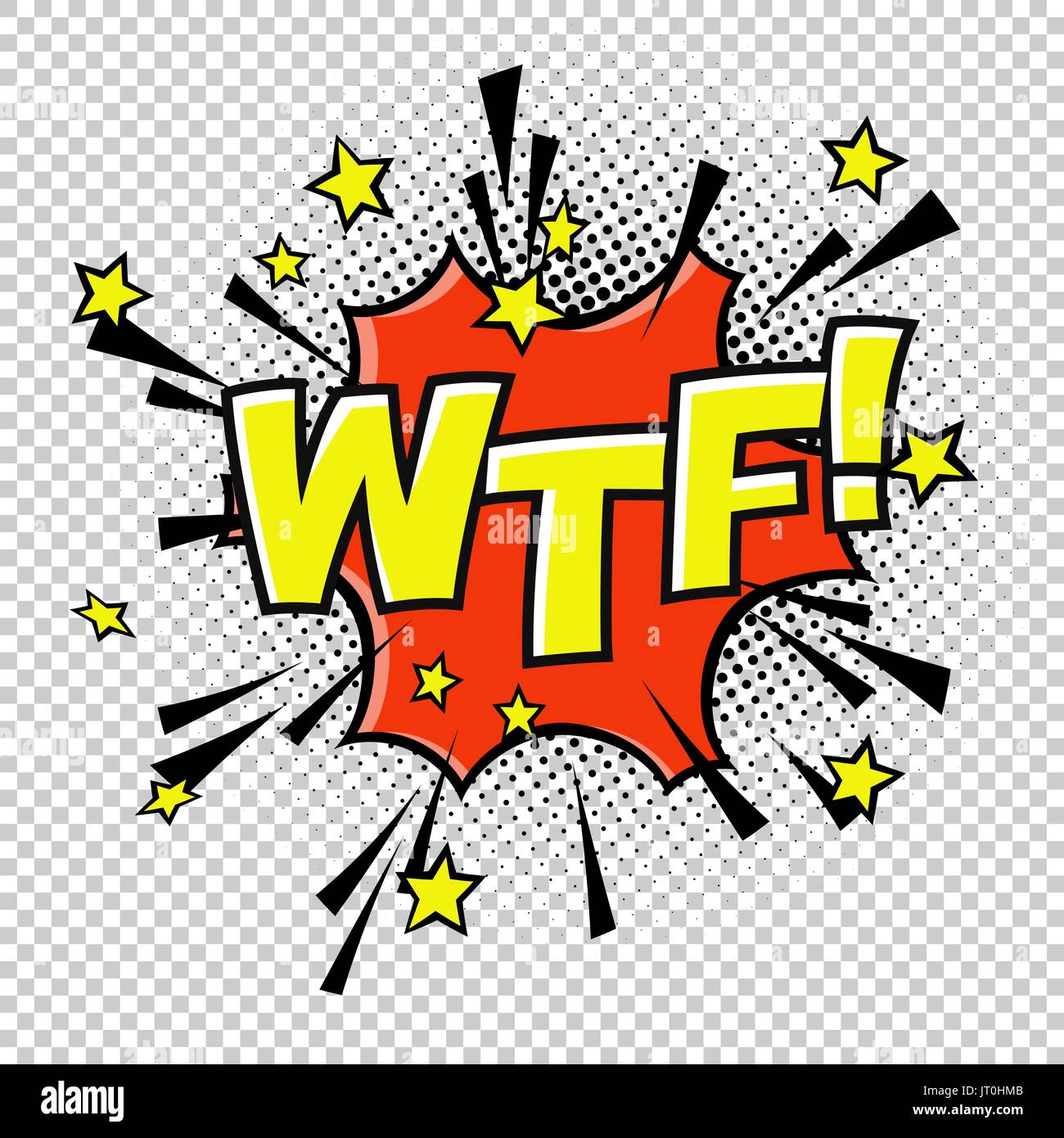 WTF! Comic sound. Comic speech bubble. Halftone transparent background ...