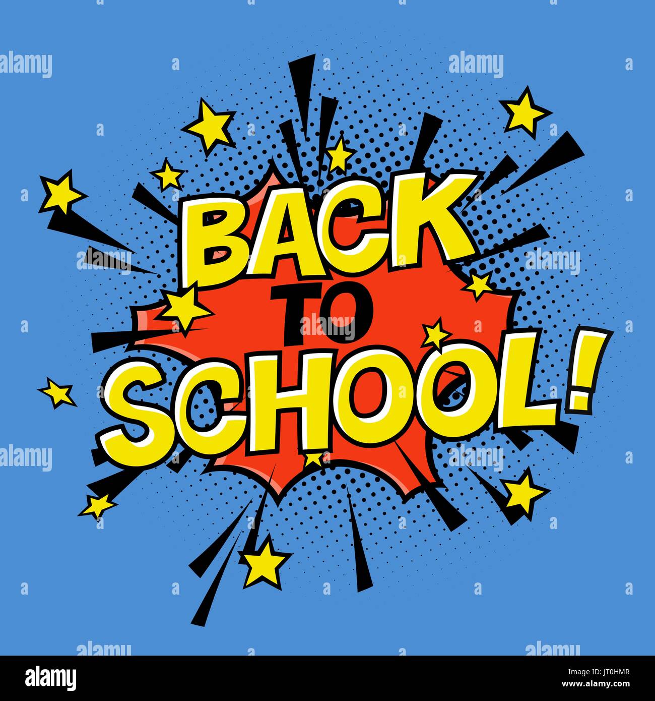 Back to school! Poster in comic sound. Educational comic speech bubble ...