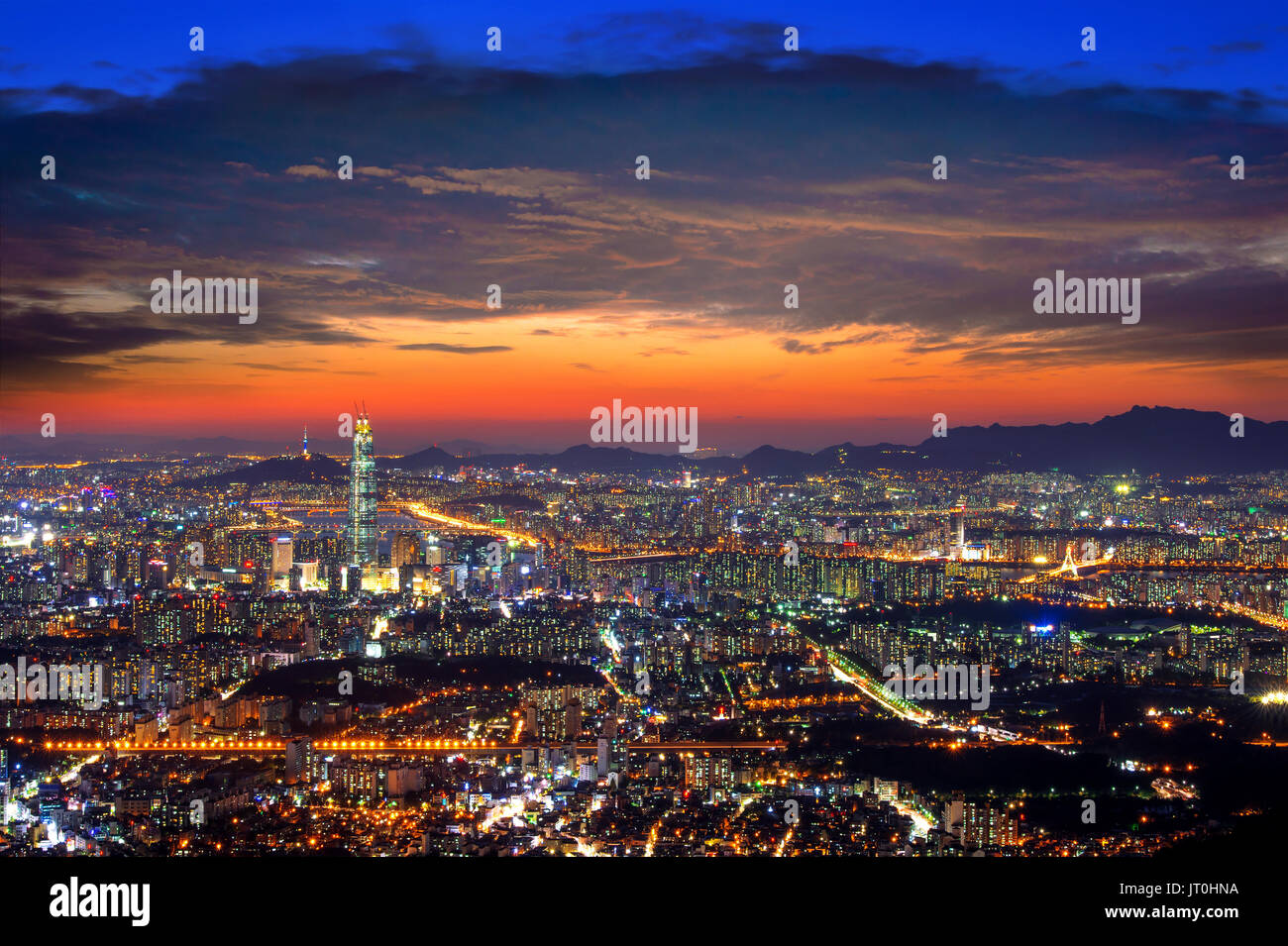 South Korea skyline of Seoul, The best view of South Korea with Lotte ...