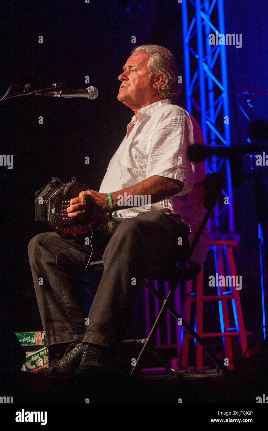Sidmouth, 6th July 17 Geoff Lakeman on stage at the Sidmouth Folk Week ...