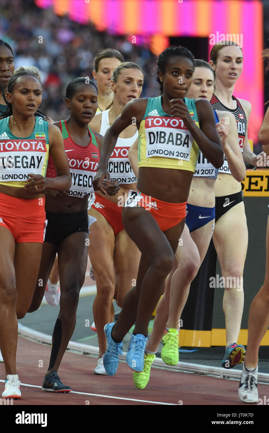 Genzebe DIBABA, Ethiopia, during 1500 meter semifinal at London Stadium ...