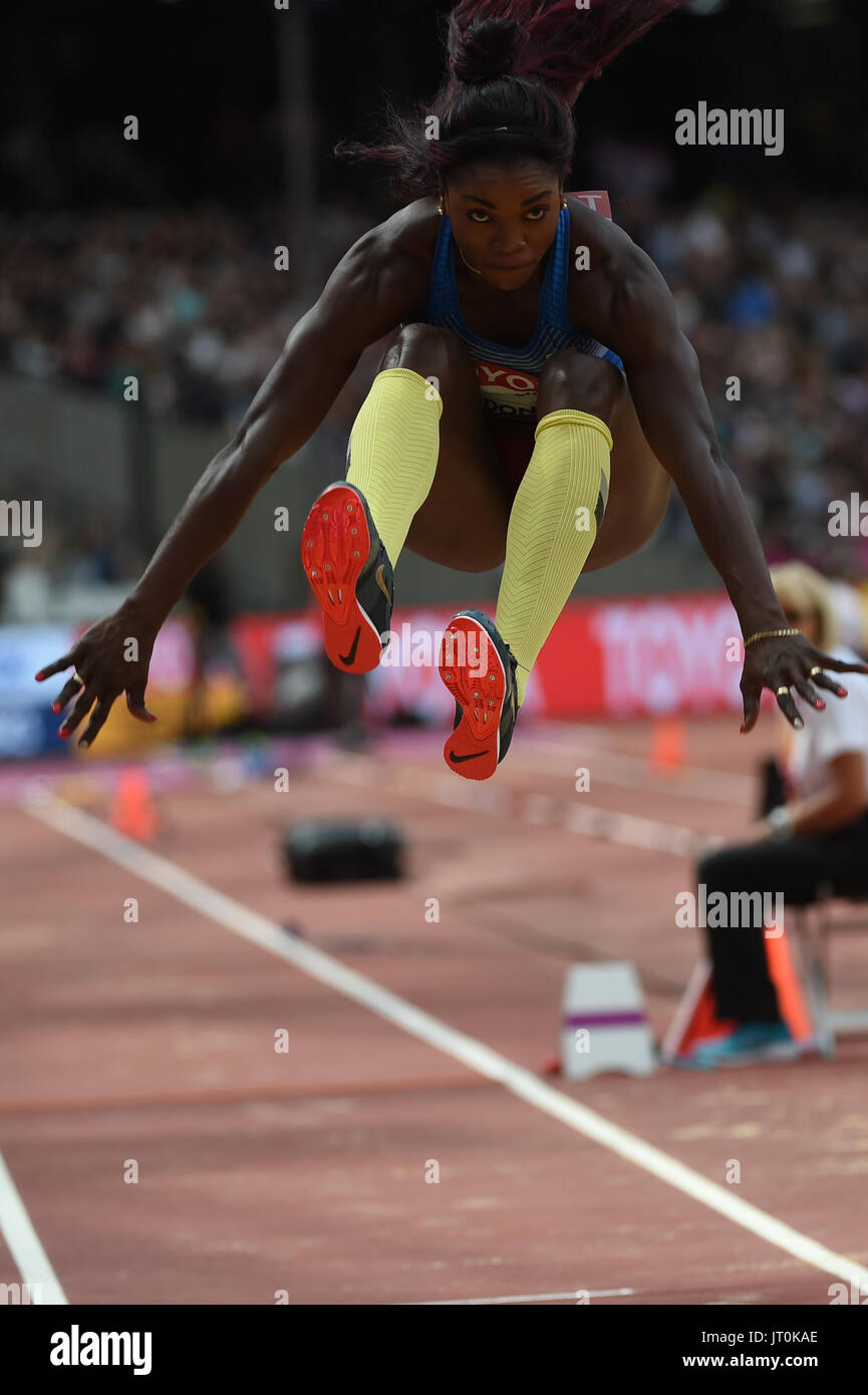 at triple jump preliminary heat at London Stadium in London on August 5 ...