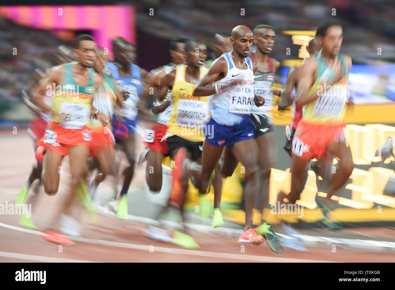 Mohamed FARAH, Great Britain, during 10000 final at London Stadium in London on August 4, 2017 ...