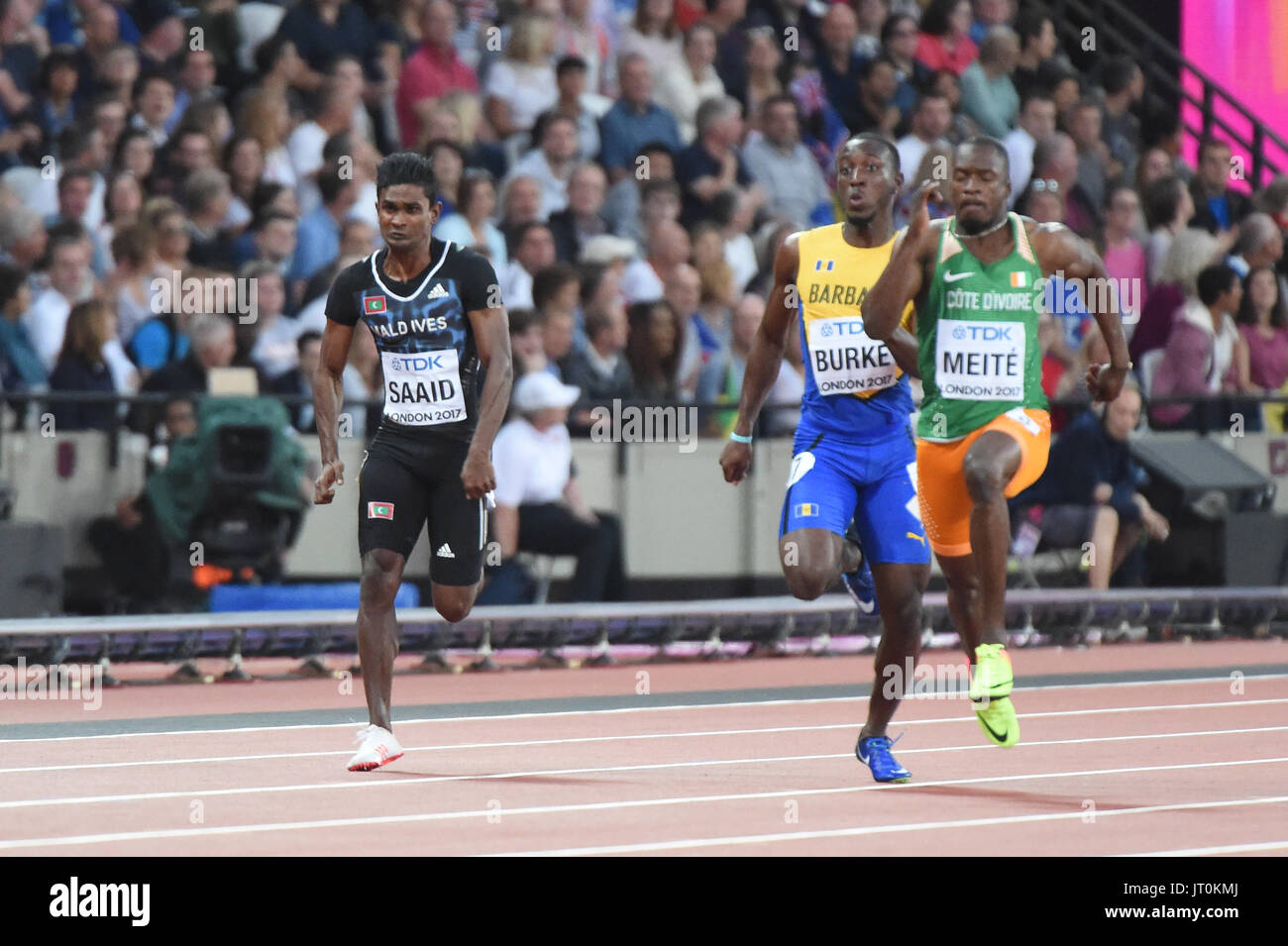 Hassan SAAID, Maldives, during 100 meter first round at London Stadium ...