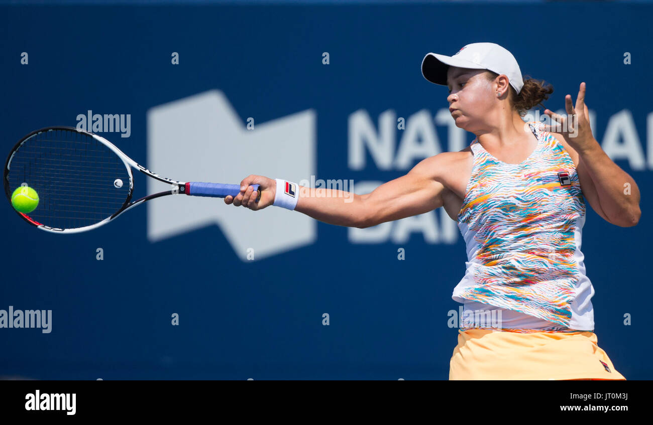 Toronto, Canada. 6th Aug, 2017. Ashleigh Barty of Australia returns the ...