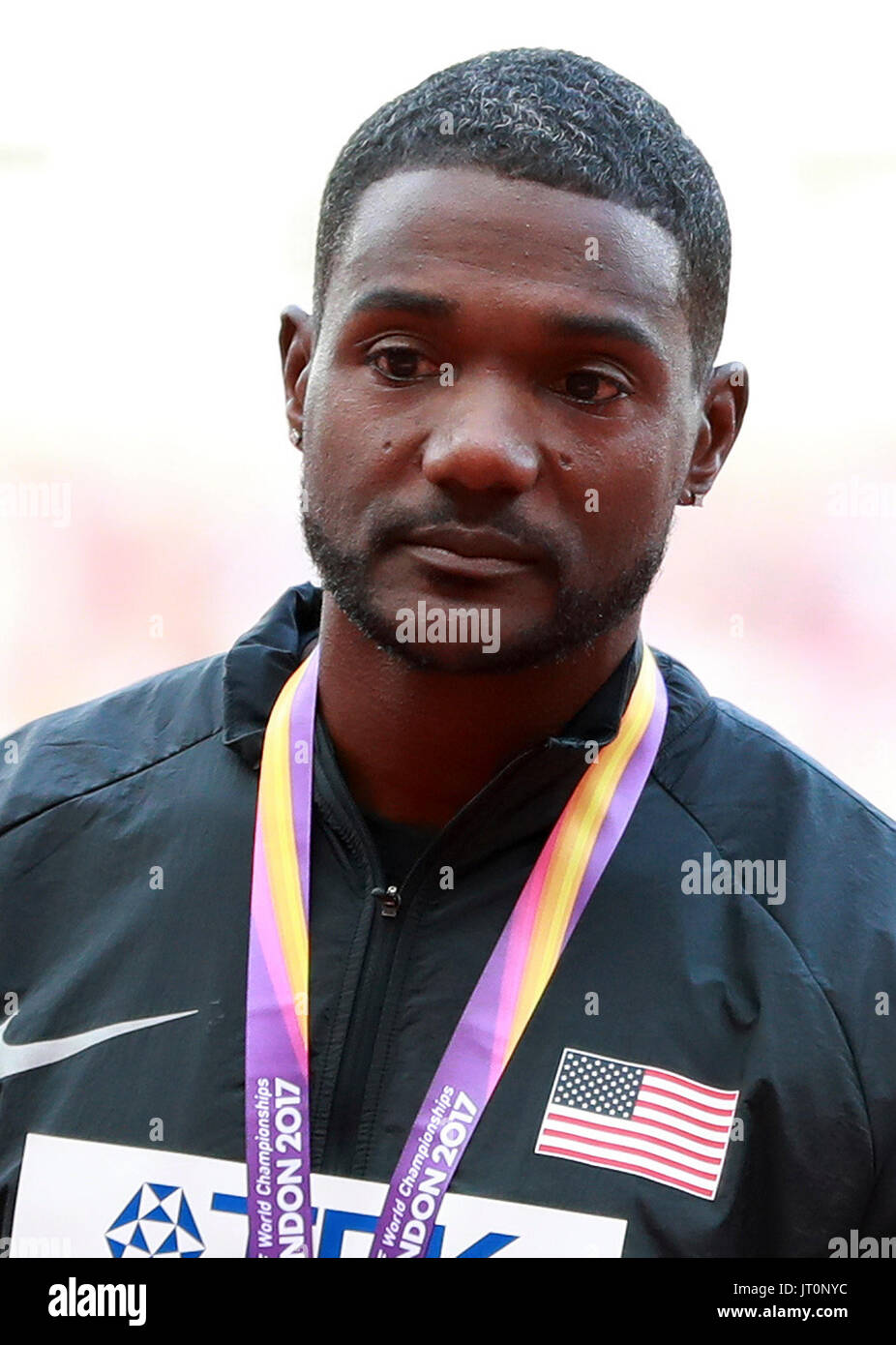 London, Britain. 6th Aug, 2017. Gold medalist Justin Gatlin of the ...