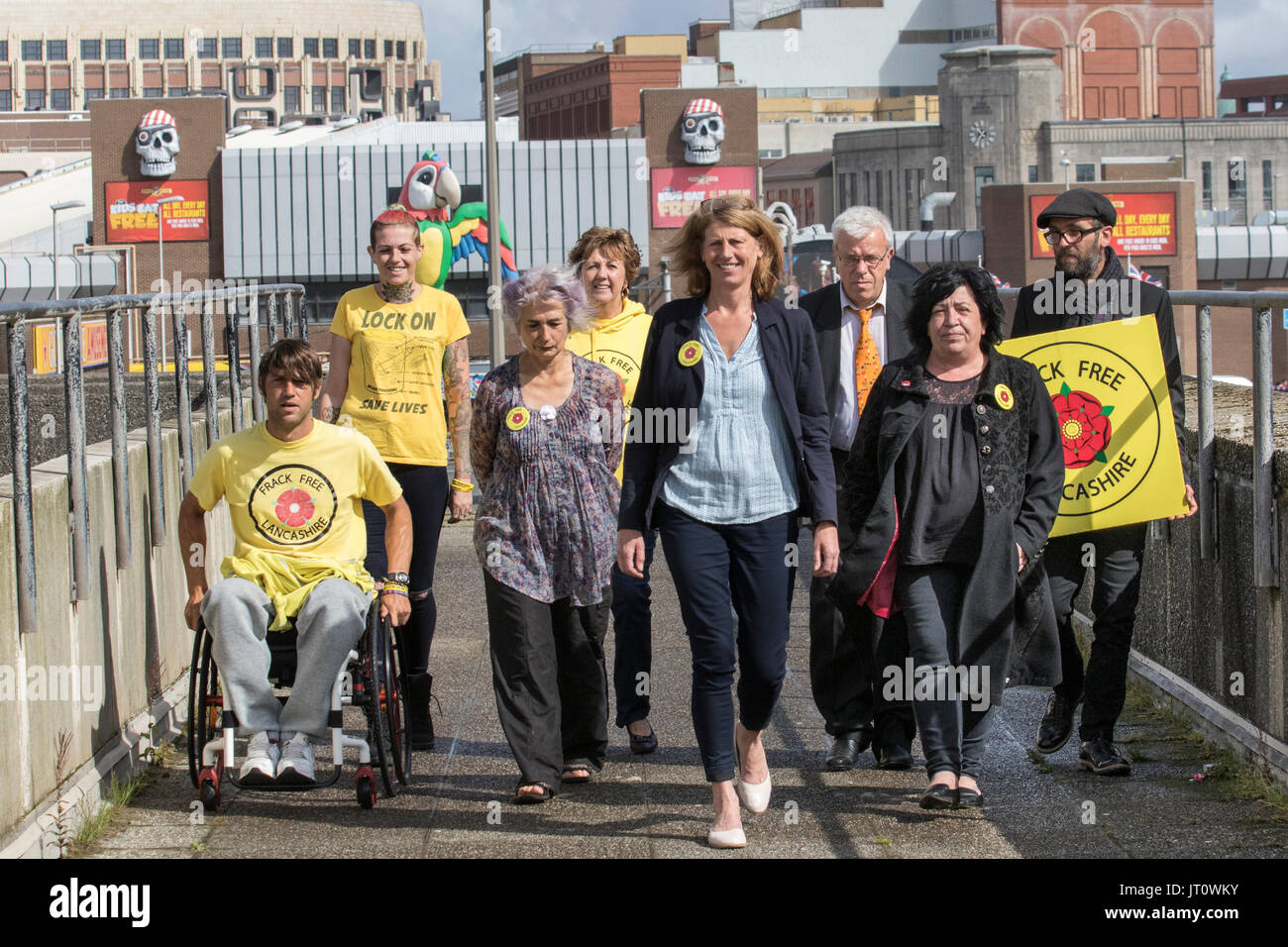 Wheelchair user at Blackpool, Lancashire, UK. 07th Aug, 2017. Green ...