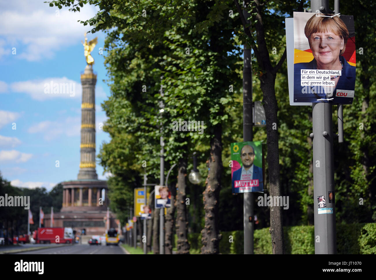 An election poster showing Angela Merkel, candiate of the conservative ...