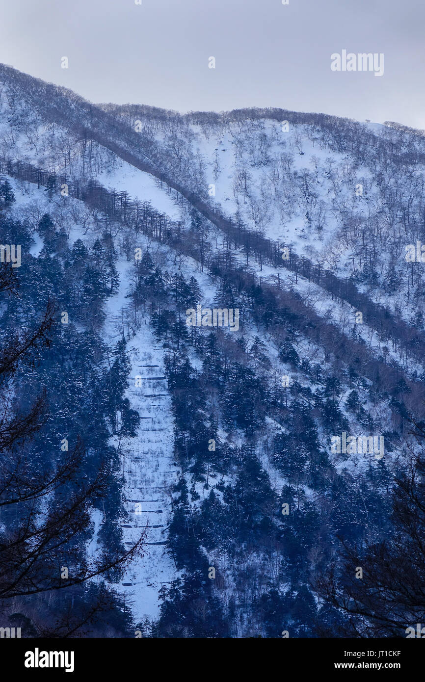Mountain scenery at winter in Nikko, Japan. Nikko is a city located in ...