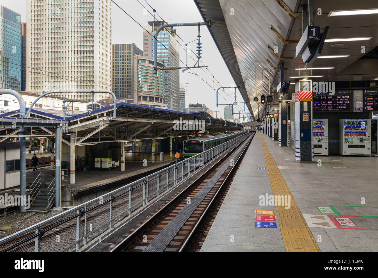 Tokyo, Japan - Jan 2, 2016. Platform of Shinkansen Station in Tokyo ...