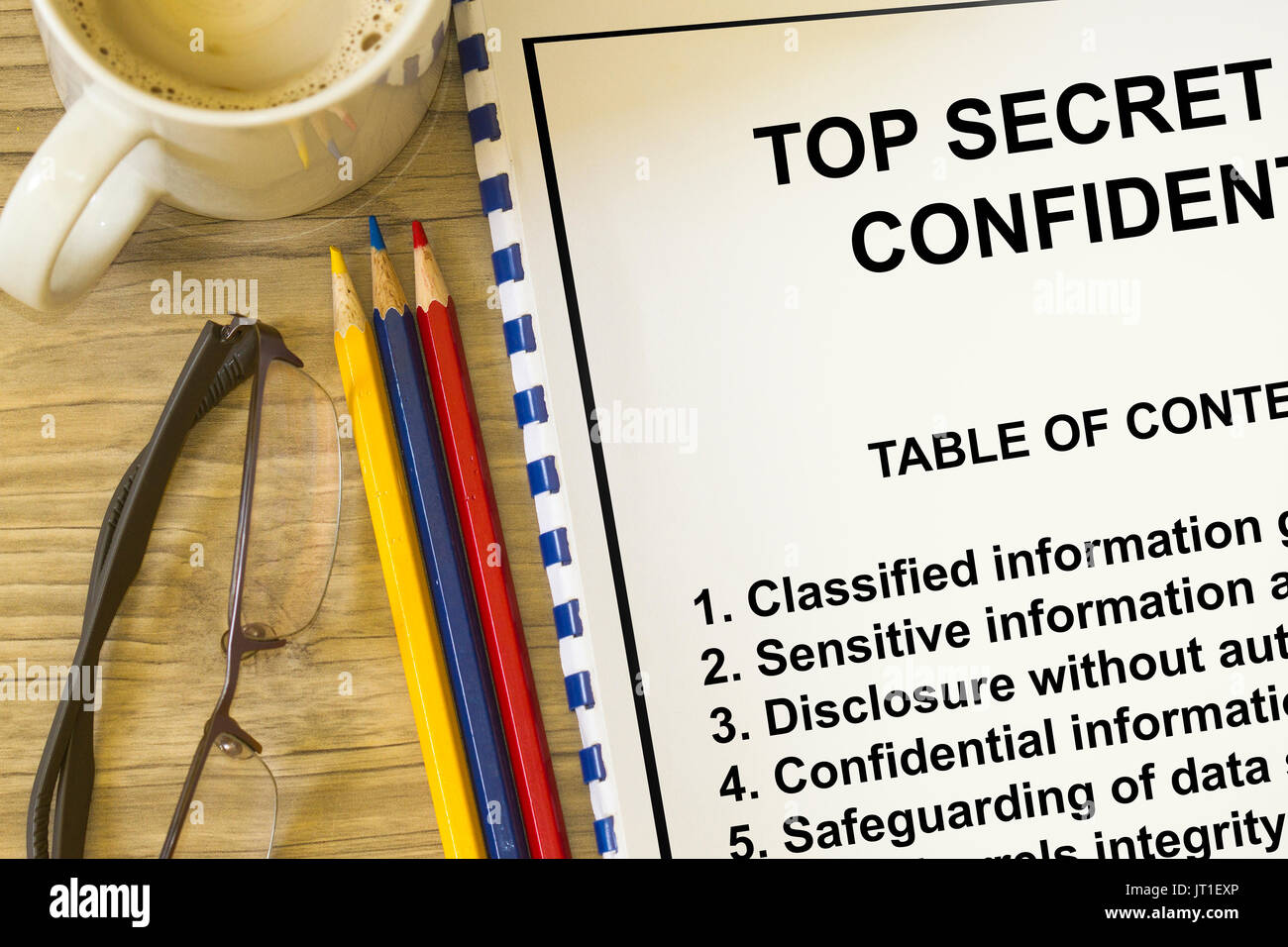 Top secret classified information concept- with contents of lecture on ...