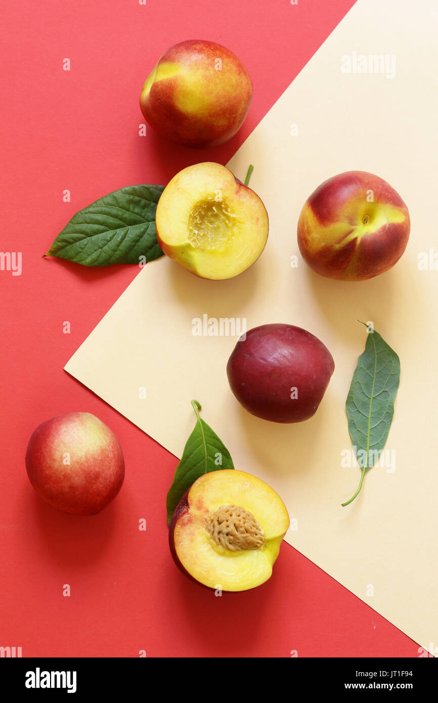 Organic fruits, ripe sweet red peaches Stock Photo - Alamy