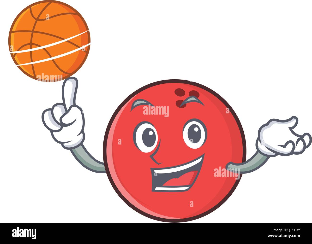 bowling ball character cartoon playing basketball vector art Stock ...