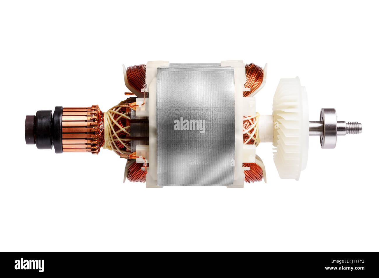 Small electric motor on white background Stock Photo - Alamy