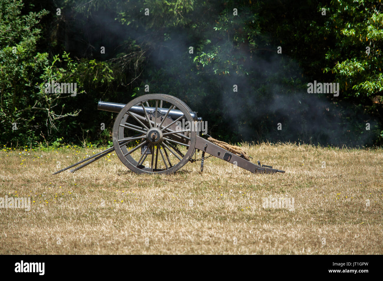 American Civil War Cannon on the grass at a Civil War Re-enactment in ...