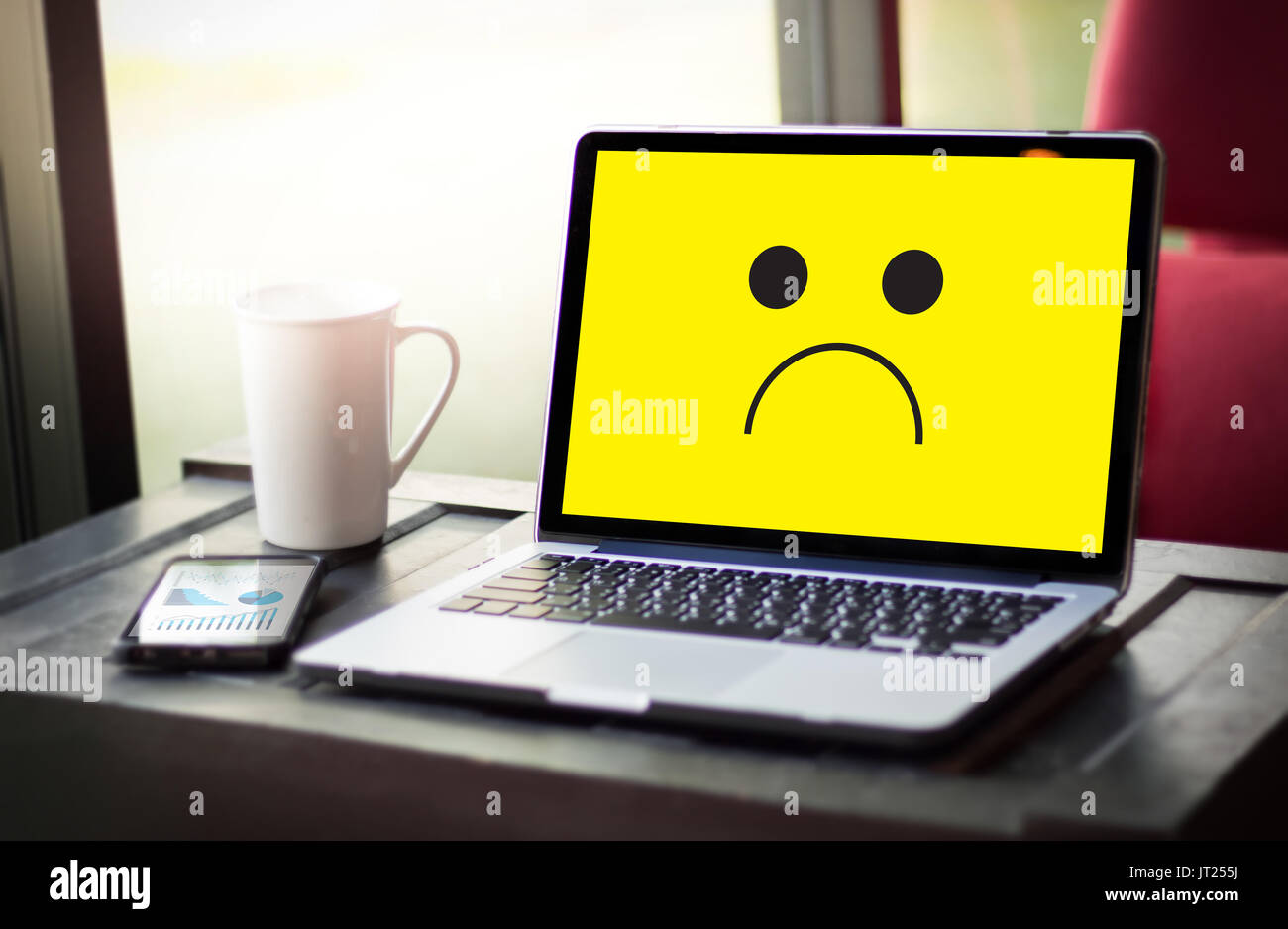 Depressive emotions concept, smiley face emoticon printed depression ...