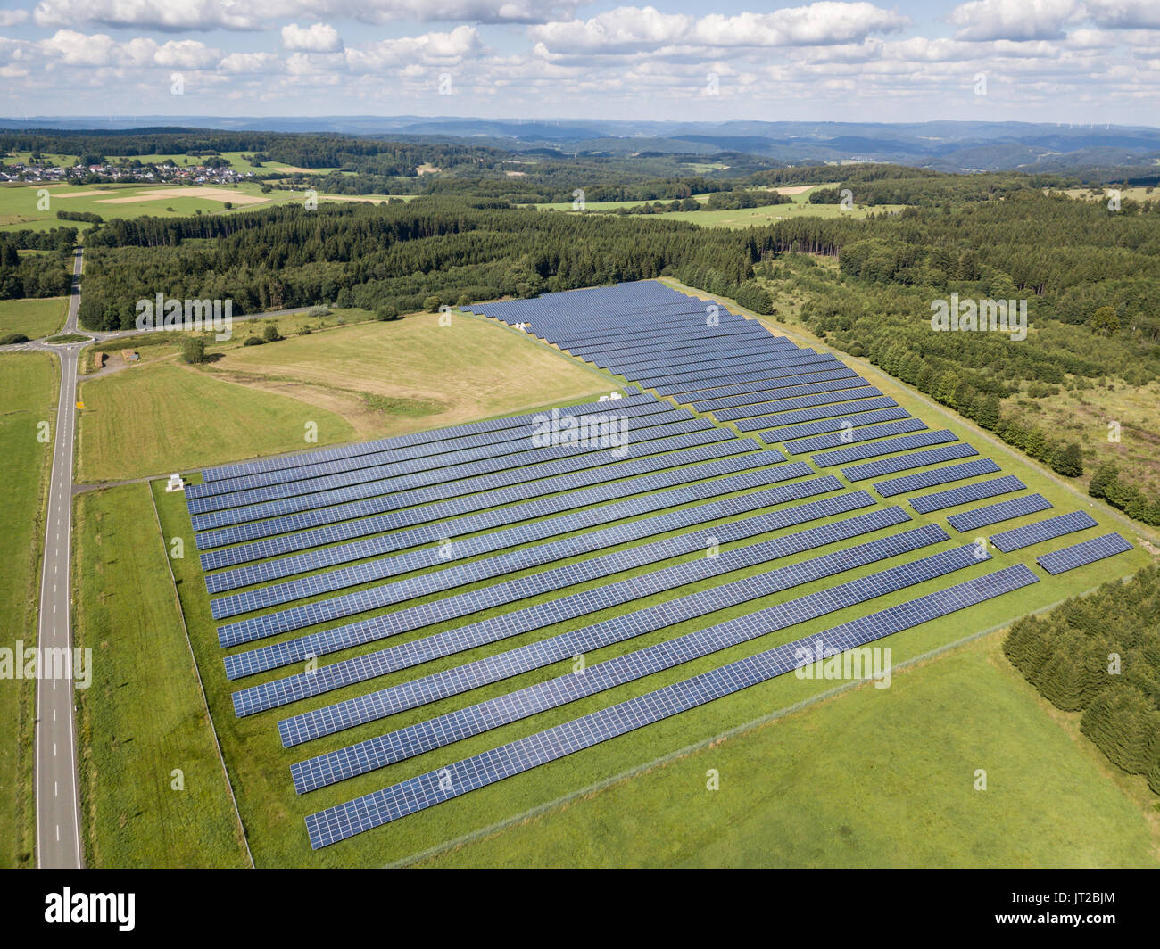 Solar panel farm with photovoltaic panels for clean solar energy Stock ...