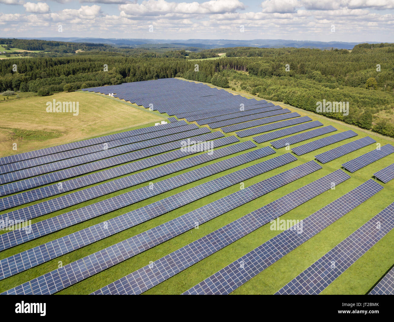 Solar panel farm with photovoltaic panels for clean solar energy Stock ...