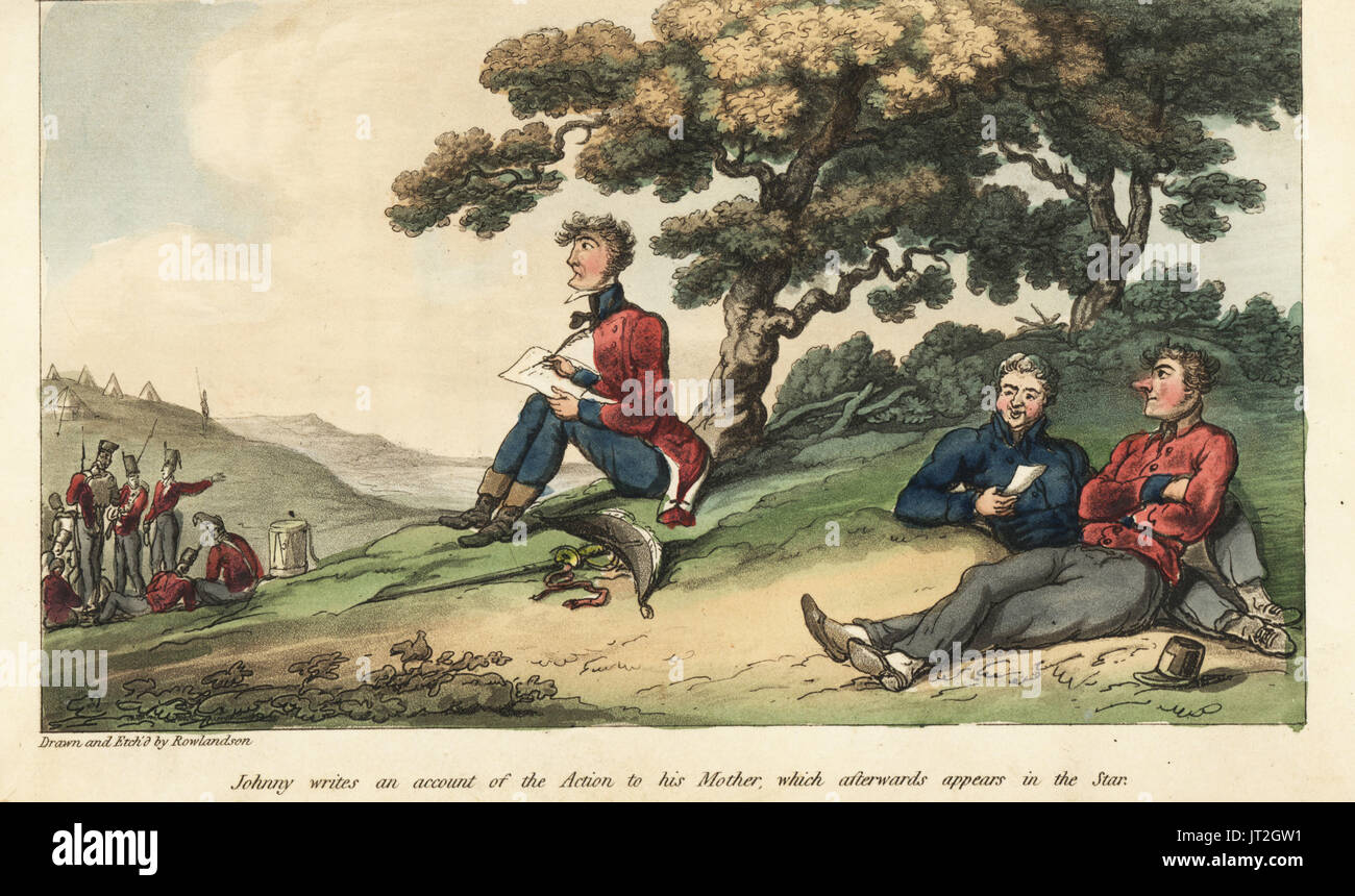 Ensign Johnny Newcome writing a letter to his mother describing the ...