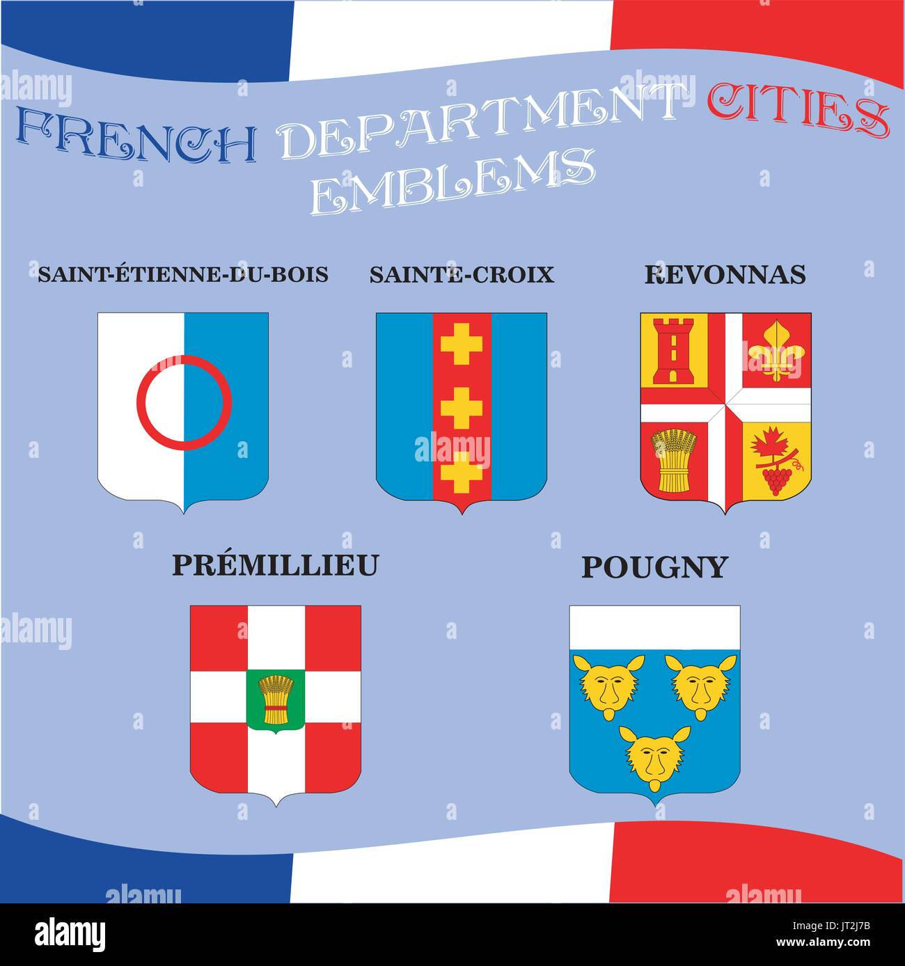 Official emblems of cities of French department Ain Stock Vector Image ...