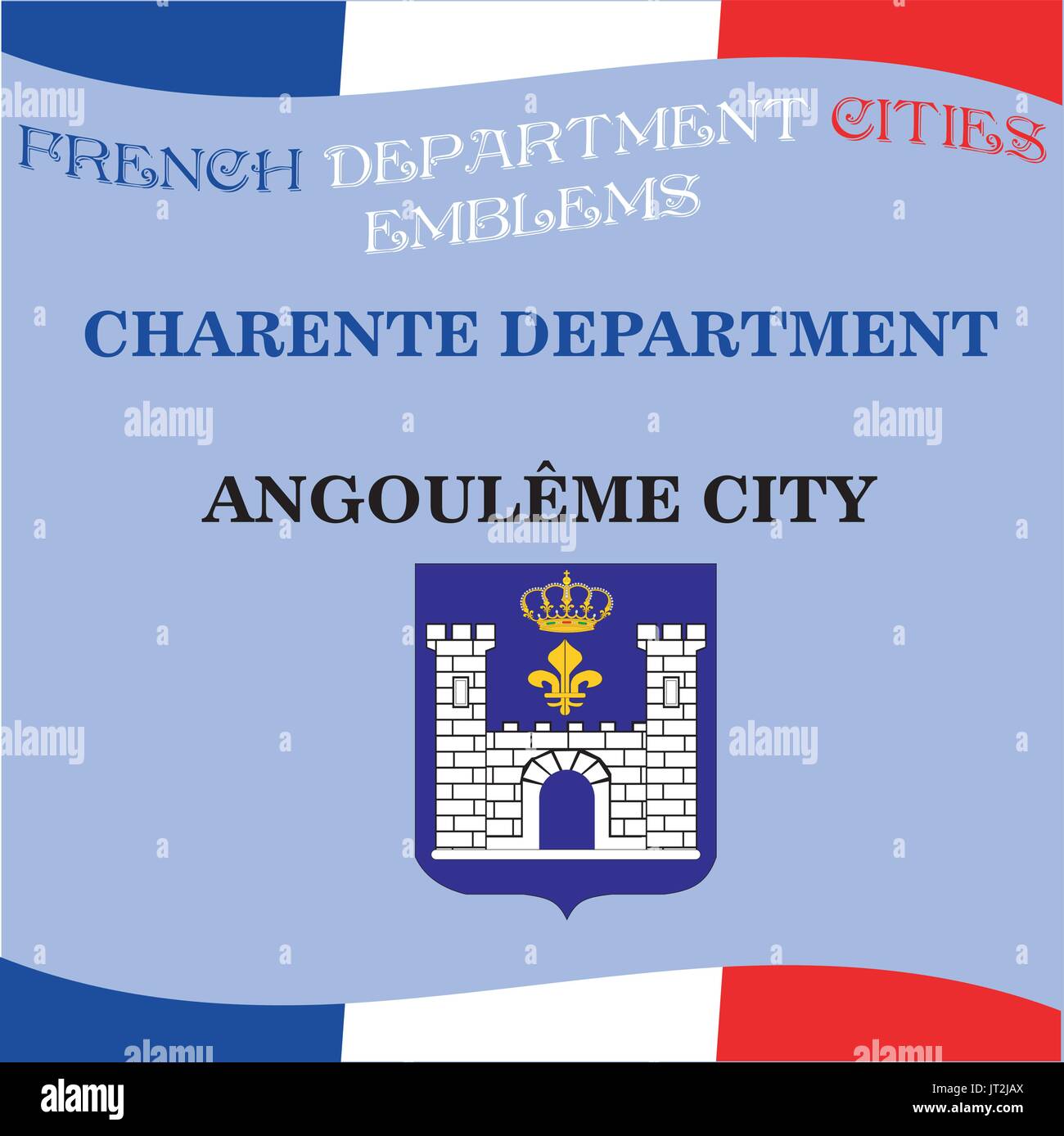 Official emblems of cities of French department Charente Stock Vector ...