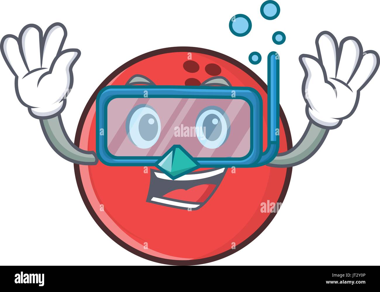 Diving bowling ball character cartoon vector illustration Stock Vector ...