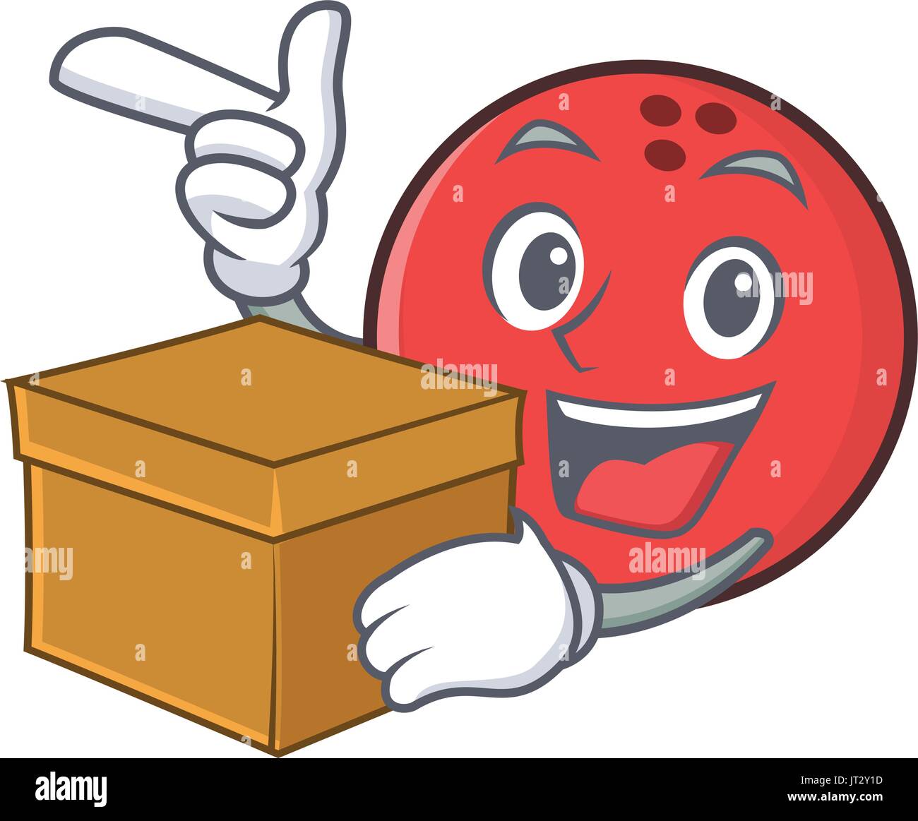 bowling ball character cartoon with box vector art Stock Vector Image ...
